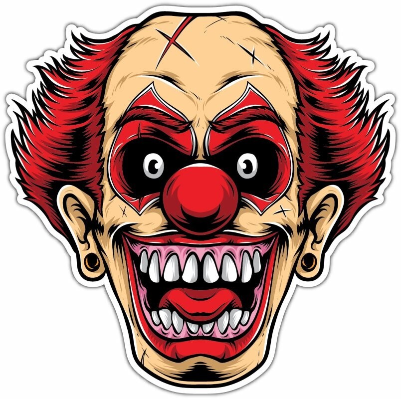 Evil Clown Horror Joker Jester Scary Car Bumper Vinyl Sticker Decal 4.6 ...