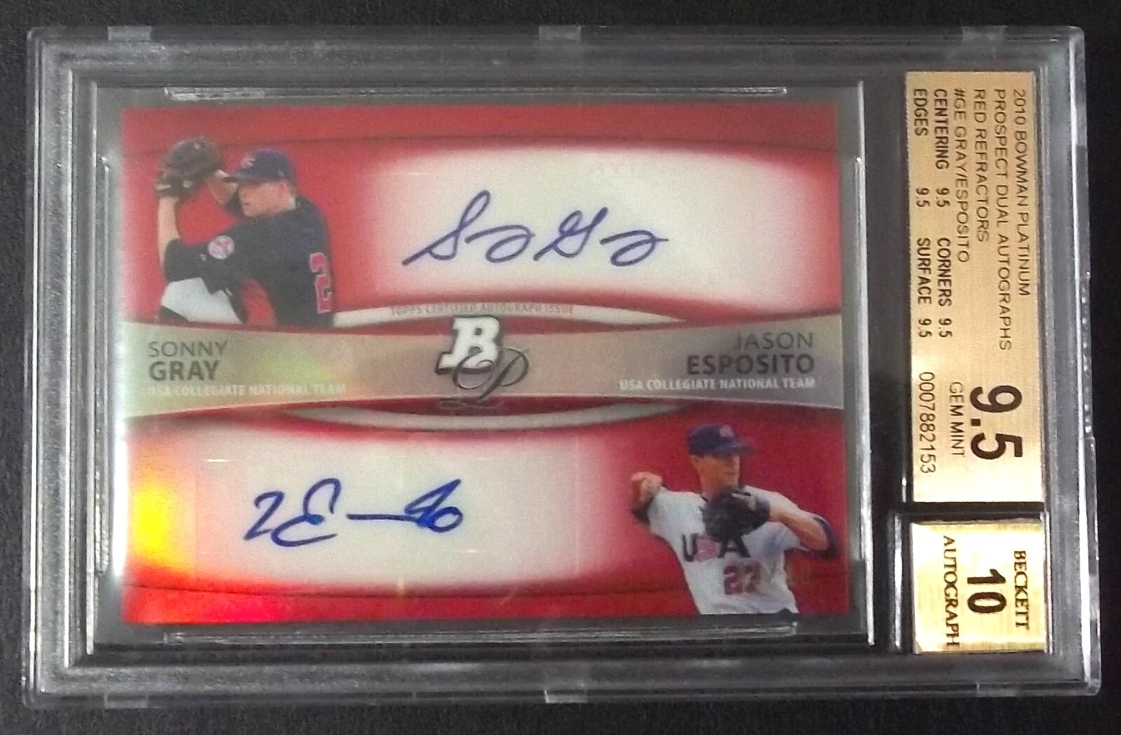 (#/10) BGS 9.5 10 Autograph Rc Sonny Gray Auto 2010 Red Refractors ...