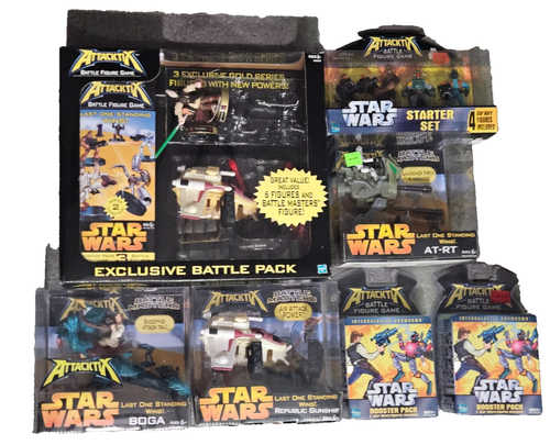 2005 Star Wars Attacktix Exclusive Battle Pack Battle Figure Game LOT ...