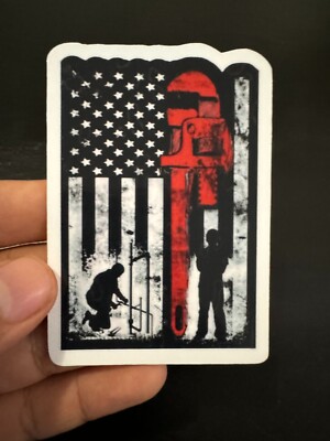 Red Wrench Flag Plumber Sticker 3.5 inch Toolbox decal waterproof vinyl ...