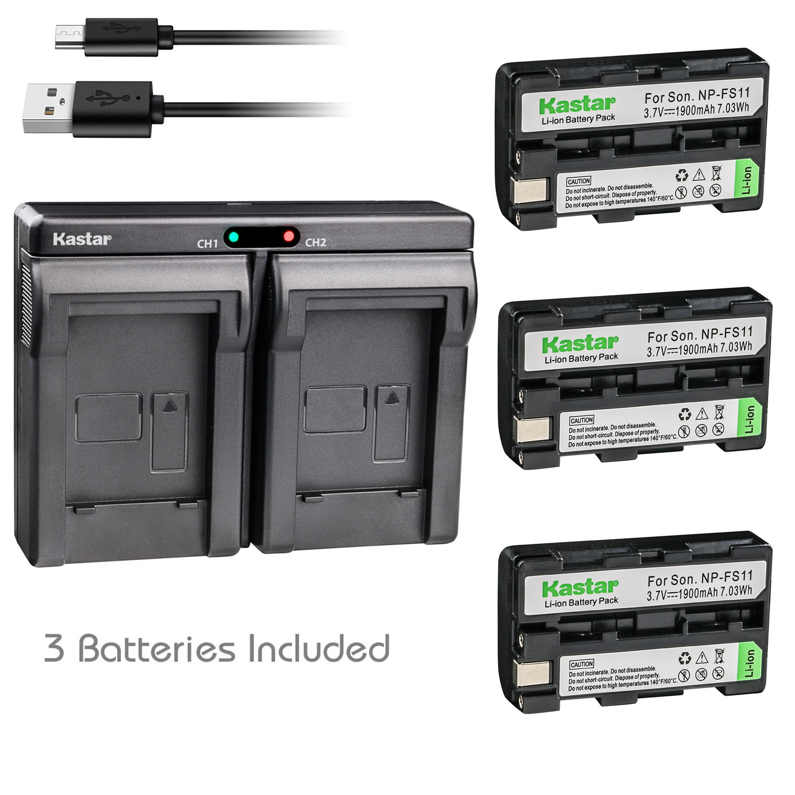 Kastar Battery Dual Charger for Sony NP-FS11 AC-VF10 & Sony Cyber-shot ...
