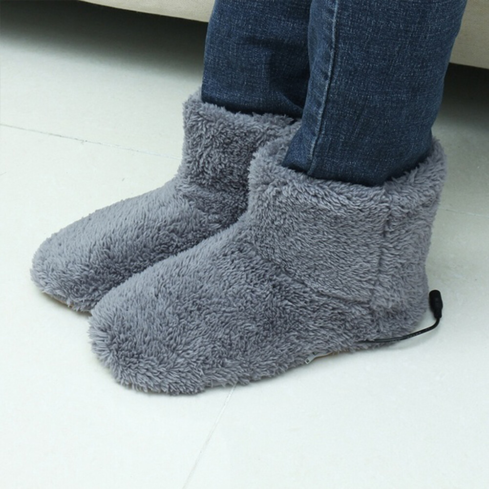 Winter USB Warmer Foot Shoe Plush Warm Electric Slipper Feet Heated ...