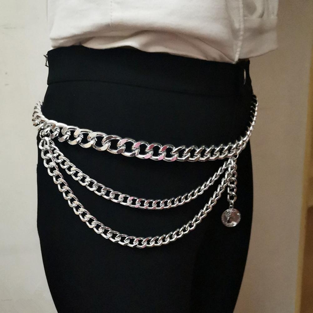 Punk Style Hip Hop Multi-layer Waist Chain Women Dress Pants Belt Metal ...