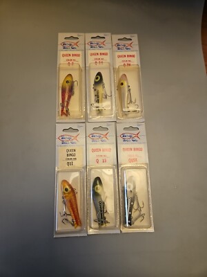 LOT of 6 vintage BINGO BAIT CO. Fishing Lures QUEEN BINGO NIP | eBay