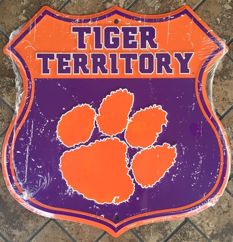 CLEMSON UNIVERSITY TIGERS 12" X 12" SHIELD TIGER TERRITORY METAL SIGN ...
