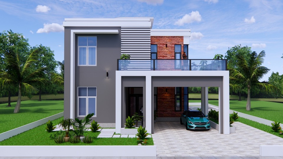 38x70 House Plan 11.5x21 Meter 3 Bed 5 bath Slab Roof PDF Plan (A4 Hard ...