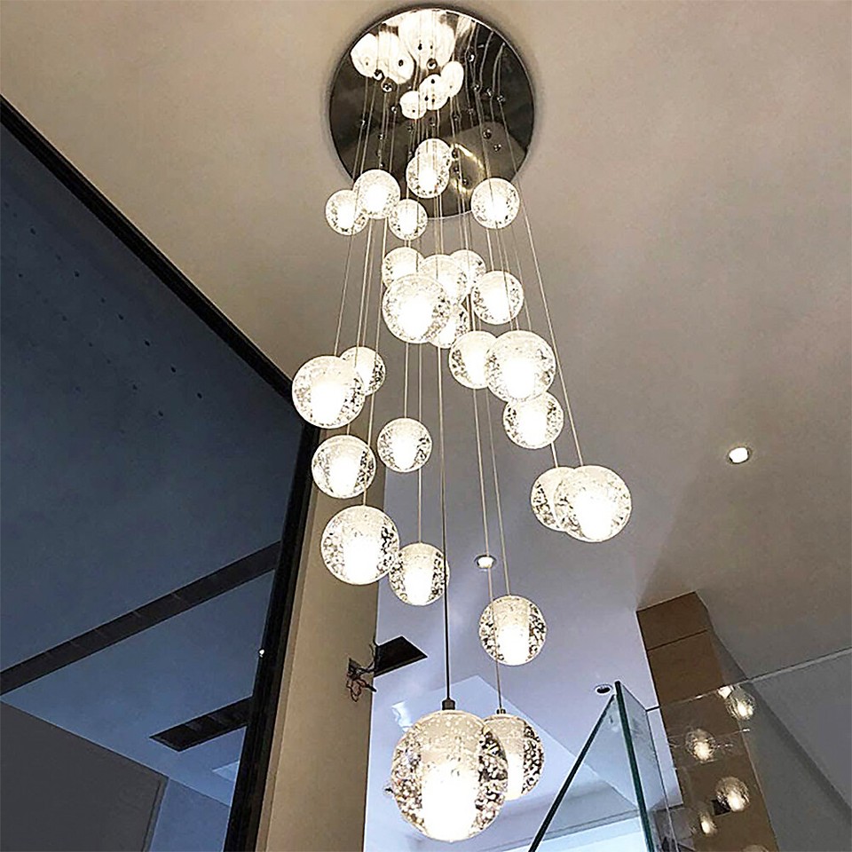 Modern G4 LED Bubble Crystal Round ball Ceiling Light Room Stair ...