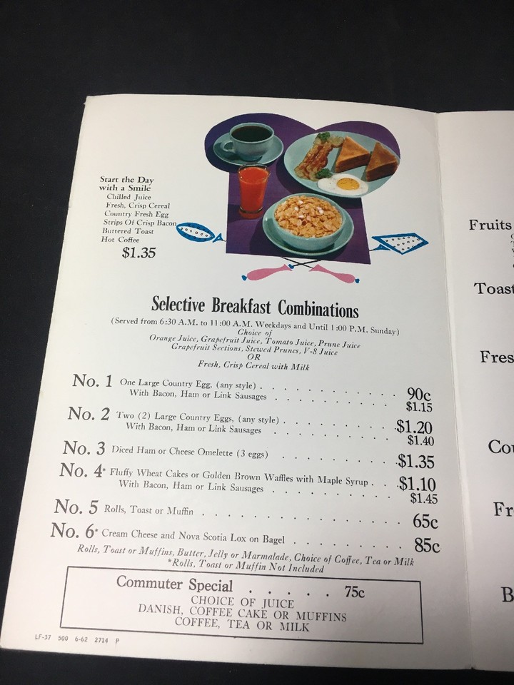 Rare Vintage 60s 1962 Hotel Governor Clinton Coffee House Menu | eBay