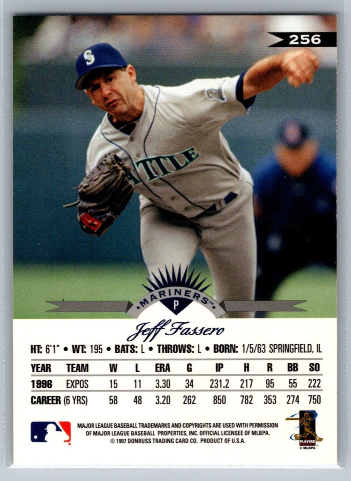 Jeff Fassero 1997 Leaf BASEBALL #256 Seattle Mariners | eBay