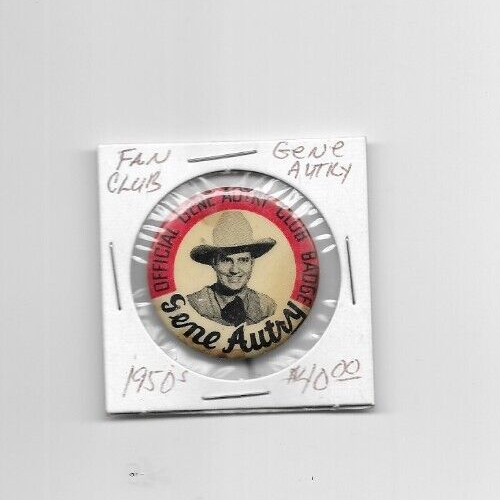 Gene Autry Cowboy Fan Club Pinback, w/union stamp 1950s | eBay