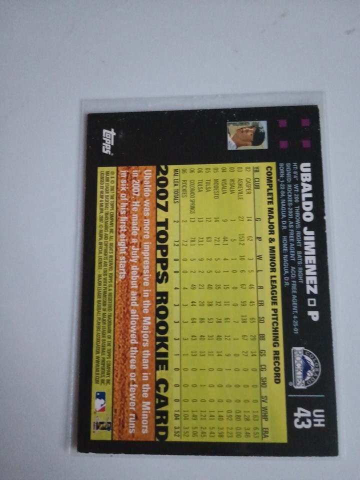 2007 Topps Update Ubaldo Jimenez Rookie Card | eBay