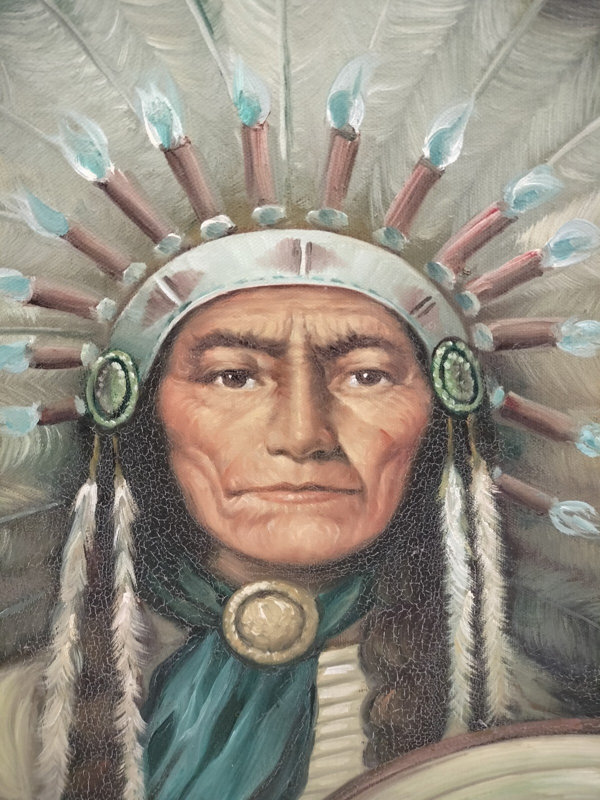 Gregory Perillo Oil Painting Canvas Signed Chief Native Indian Portrait ...