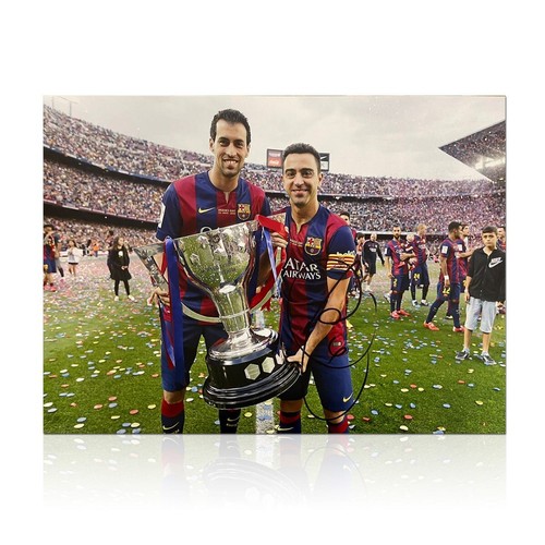 Xavi Signed Barcelona Football Photo: With Busquets | eBay