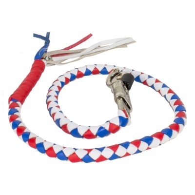 Get Back Whip Red White & Blue 42 inch Biker Motorcycle Leather Whip SS ...