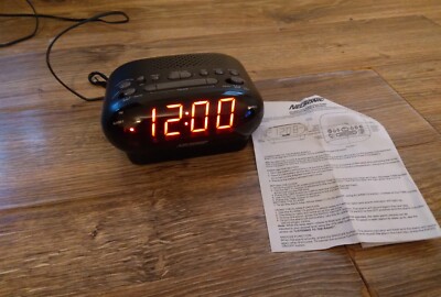 NELSONIC Digital AM/FM Alarm Clock Radio Black With Red LED Display NEW ...