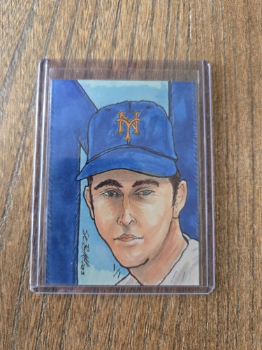 2016 NOLAN RYAN NY METS 1/1 ART SKETCH CARD ARTIST SIGNED Stephen ...