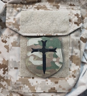 NSWDG DevGru Gold SQN Crusader Cross Patch - Black Sewn Cross Laser Cut ...