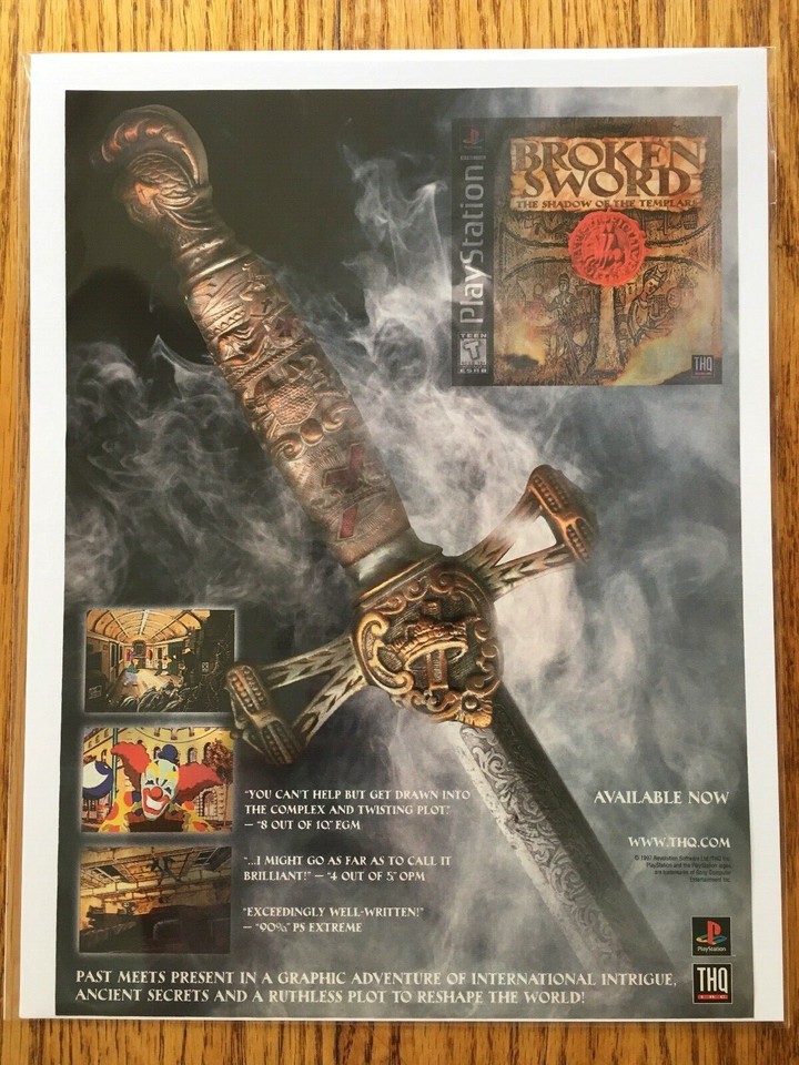 Broken Sword Playstation PS1 PSX 1998 Video Game Poster Ad Art Print ...