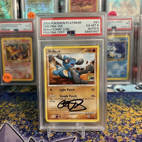 Cristina Vee Signed Comic Con Exclusive Pokemon Card Riolu 91/127 PSA 6 ...