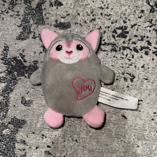 Fuzzy Friends Plush Cat Stuffed Animal Gray Pink "You" only 5 ...