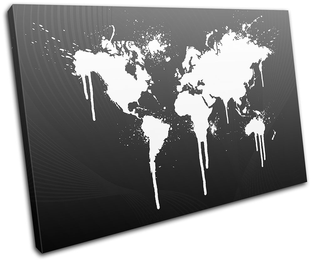 World Atlas Funky Cool Maps Flags SINGLE CANVAS WALL ART Picture Print ...