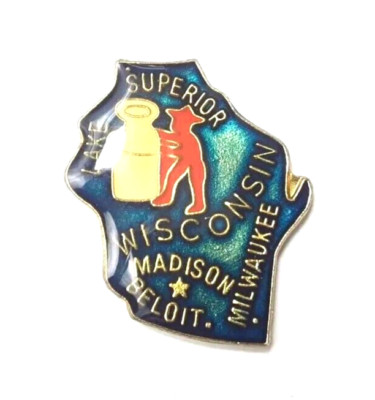 Wisconsin State Milwaukee Madison Beloit WI Vintage Enamel Pin from the ...