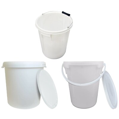 (Set of 2) 25L White Bucket Heavy Storage Plasterers Mixing Bucket Home ...