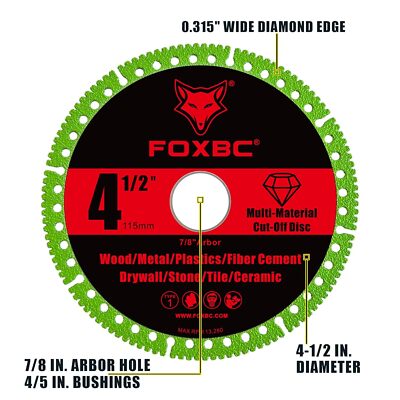 4-1/2 Inch Cut Off Disc Indestructible Multi-Material , 7/8" Arbor - 3 ...