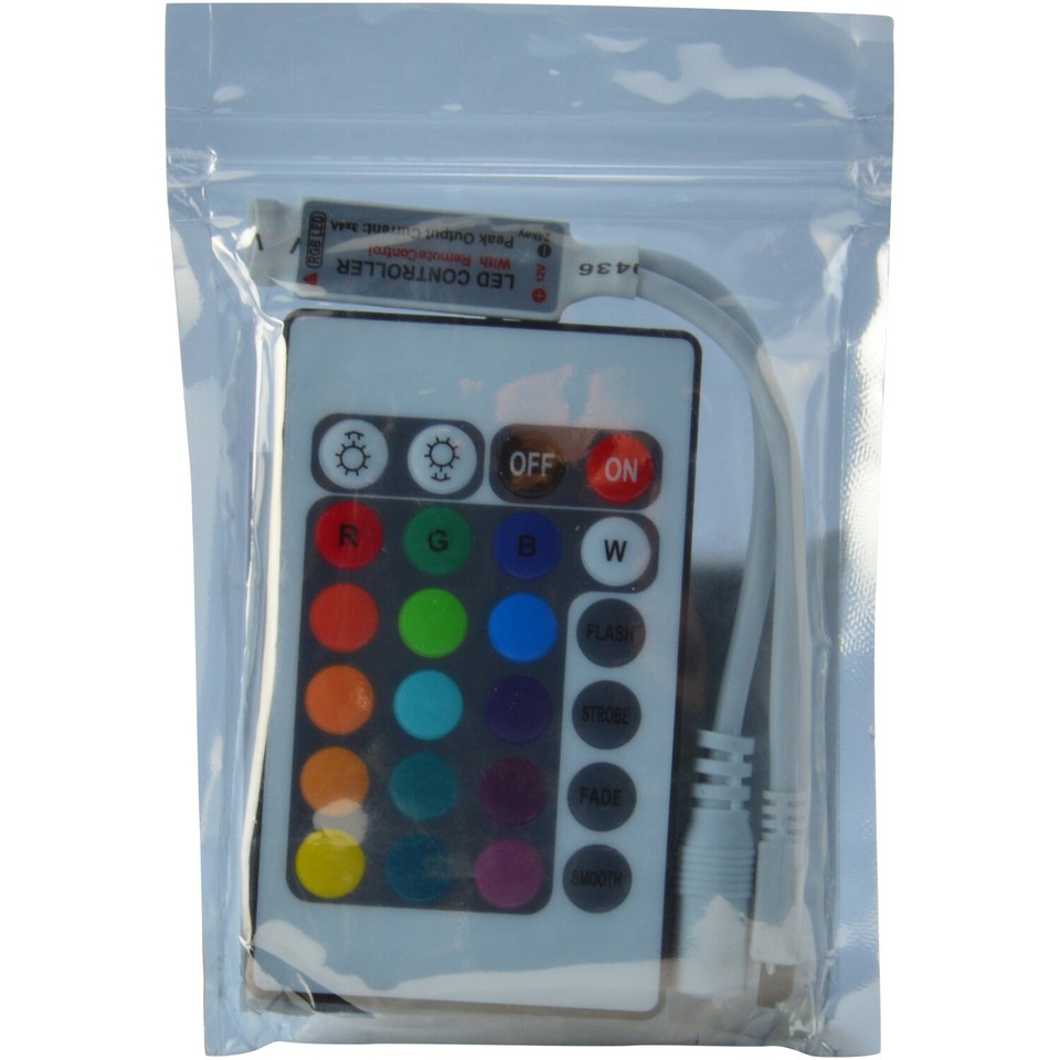 Inline IR Controller with 24 Key Remote for 12V RGB LED Strip Light | eBay
