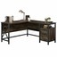 Sauder Steel River L Shaped Writing Desk in Carbon Oak and Black ...