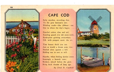 Cape Cod Poem by Ethel B. Caufield, 2 Views, Pstmrk 1957 Postcard | eBay
