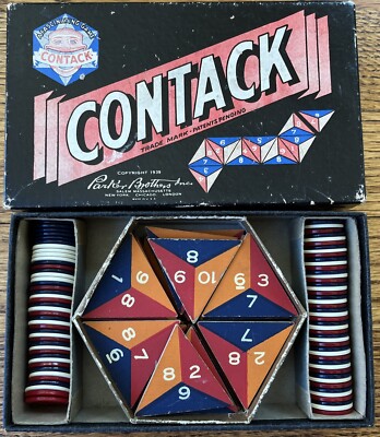 1939 Contack Game with Chips, Parker Brothers, Complete (Triominos) | eBay