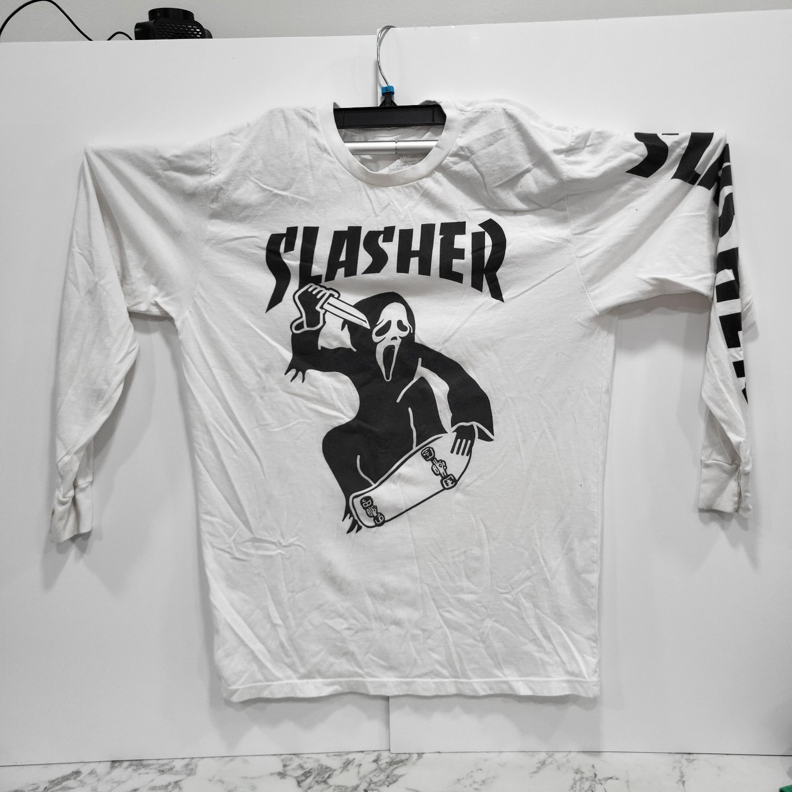 Ghost Face Scream Slasher Thrasher White Long Sleeve … - Gem