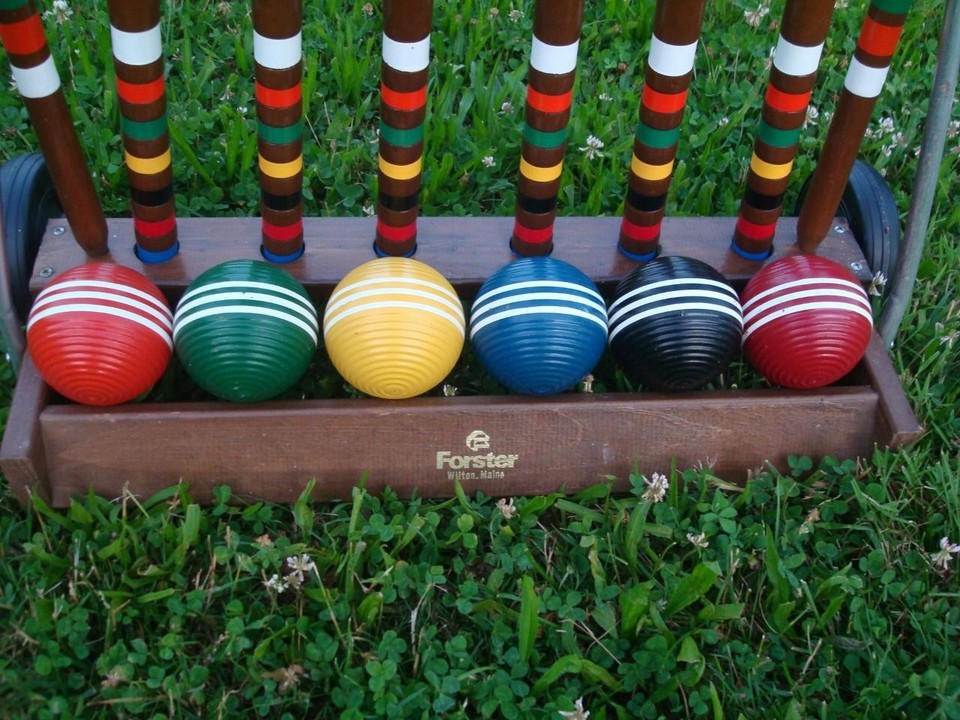 Vintage Forster Croquet Set & Wheeled Stand - 6 Player - Exc. Condition ...