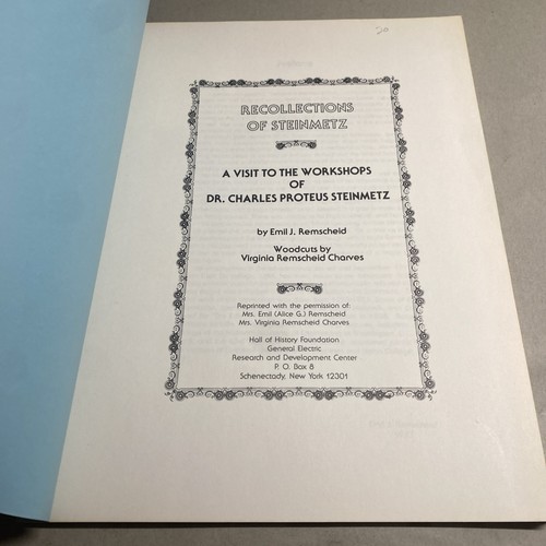 Recollections of Steinmetz, Visit to Workshops of Charles Steinmetz / HGV | eBay