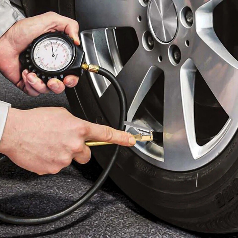 2PCS Tire Inflatable Straight Brass Open Flow Air Chuck Lock-On Clip 1/ ...