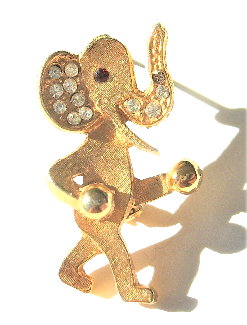 VTG Gold Tone Clear Pave Rhinestone Republican Boxing Elephant Brooch ...