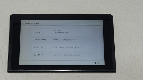 Switch UNPATCHED Hac-001 Console Only Serial Seal Lost XAJ10000487114 ...