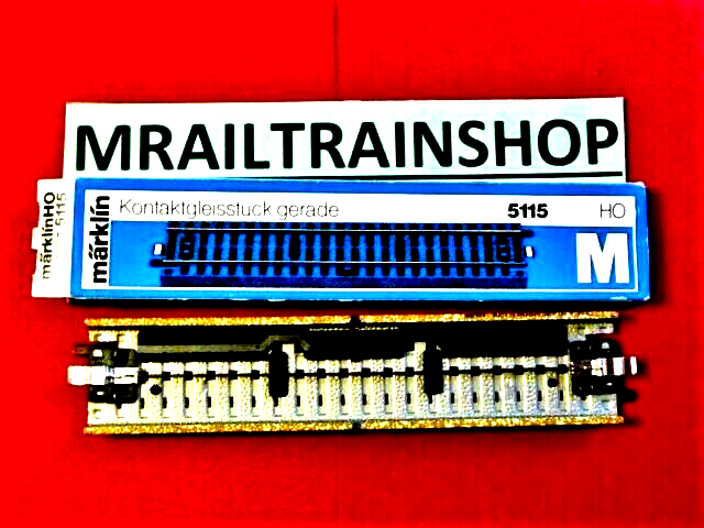 5115 MARKLIN- 1 x RECHTE KONTAKTRAIL OVERWEG/VOIE CONTACT DROIT OVP ...