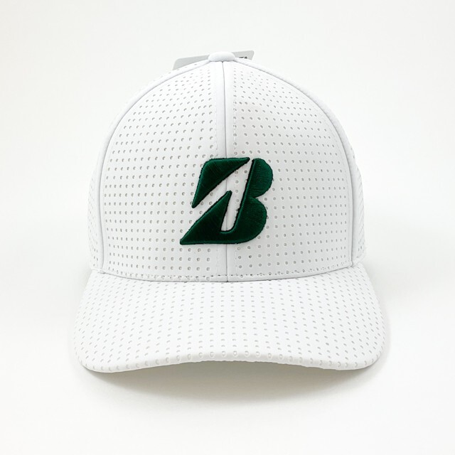 BRIDGESTONE MENS TOUR B LASER VENTED ADJ CAP STRETCH FIT WHITE/GREEN ...