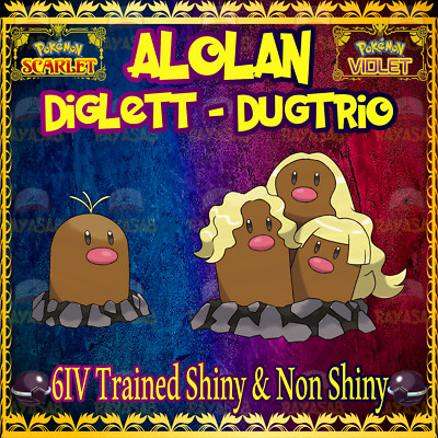 Pokemon Scarlet & Violet Alolan Diglett Dugtrio 6IV 🌟Shiny🌟 & Non Shiny ...