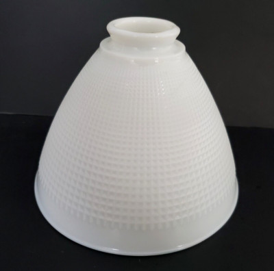 Vintage Corning Milk Glass Lamp Shade Waffle Textured Surface 2" Top 8 ...