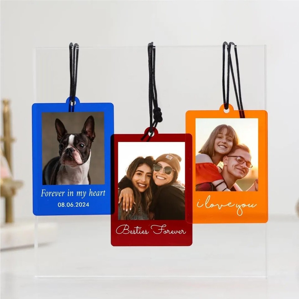 Custom Photo Car Mirror Tag |Photo Drive Safe | Rear View Mirror ...