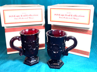 Set of 10 Vintage Avon CAPE COD 1876 Ruby Red Pedestal Mugs Coffee Tea ...