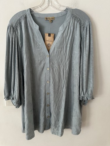 New Woman Plus Size Democracy Blouse Size 3X Short Sleeve Light Blue | eBay