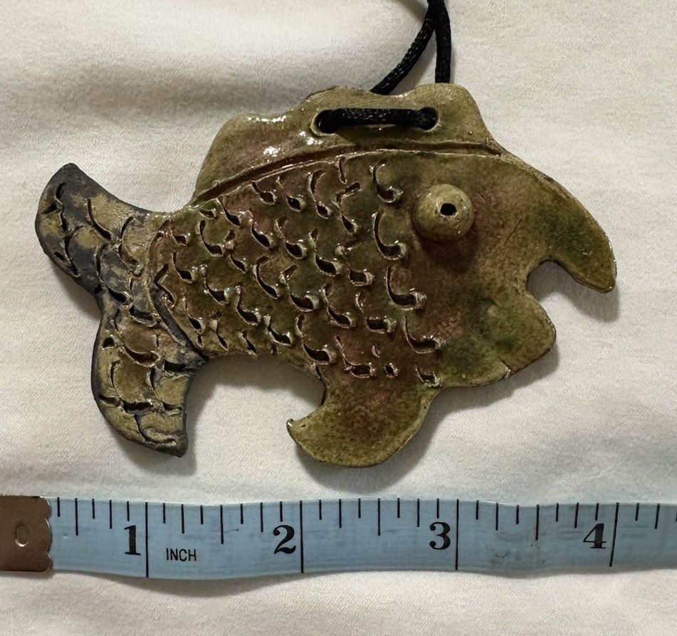 Fish Shaped Clay Handmade Necklace With Knotted Black String | eBay