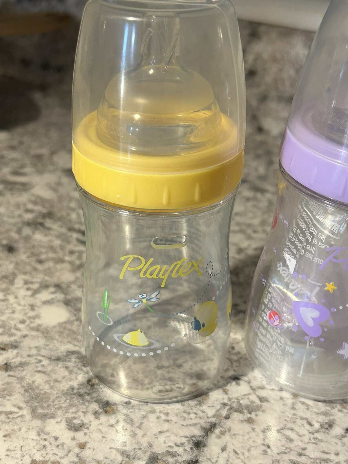 Playtex Nurser Latex Nipple 4oz Baby Bottle Printed Drop Ins Nurser 2 ...
