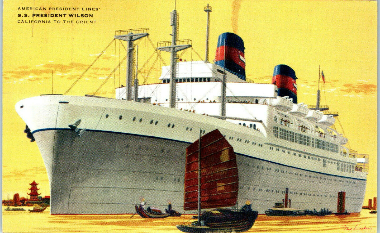 1950s SS President Wilson Luxury Liner Steam Ship Postcard | eBay