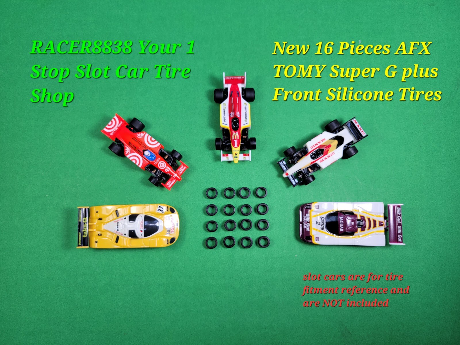 AFX Tomy SUPER G Plus 16 Piece .385 Front SILICONE TIRES HO Scale Slot ...