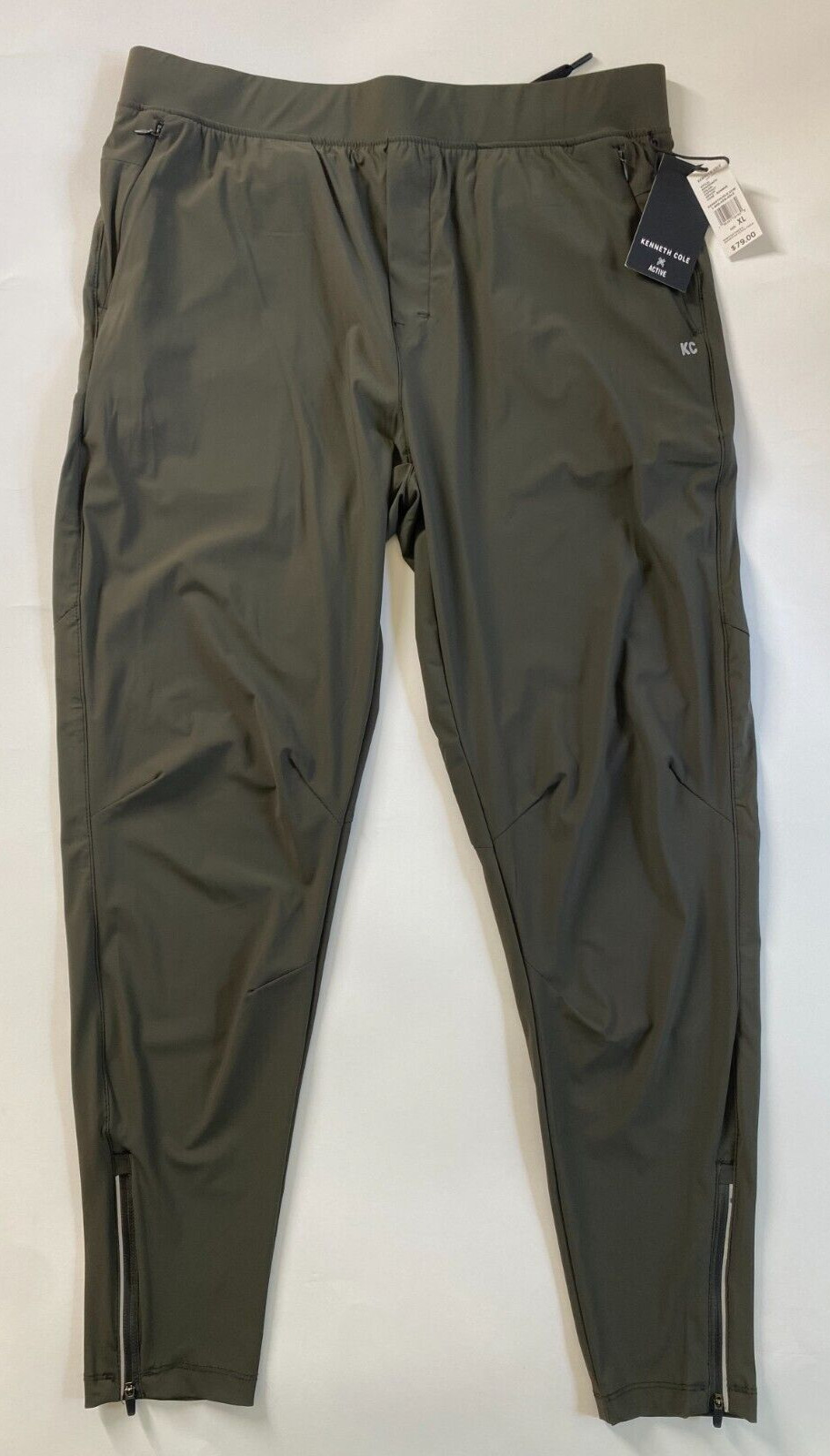 NEW Kenneth Cole Men's Active Lightweight Stretch Tech Jogger Pants Gray XL